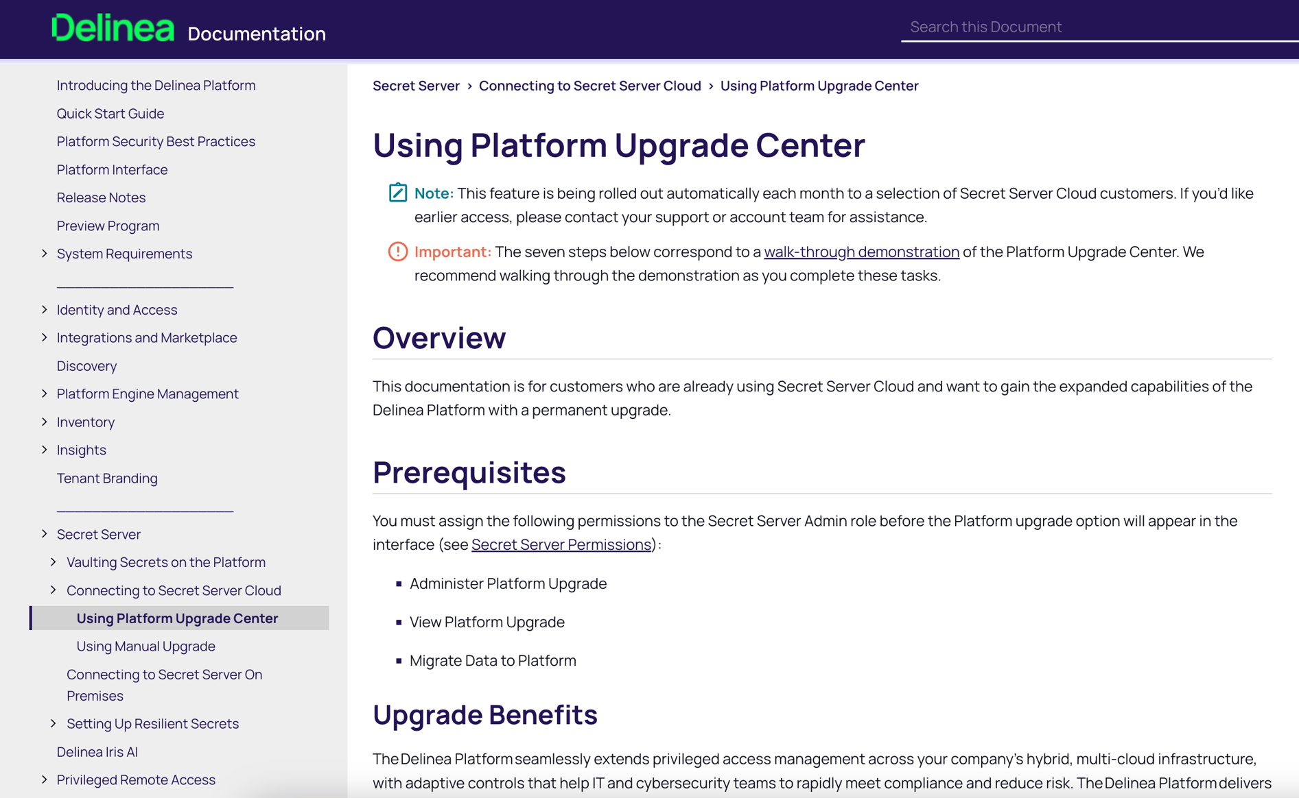 Delinea Platform Upgrade